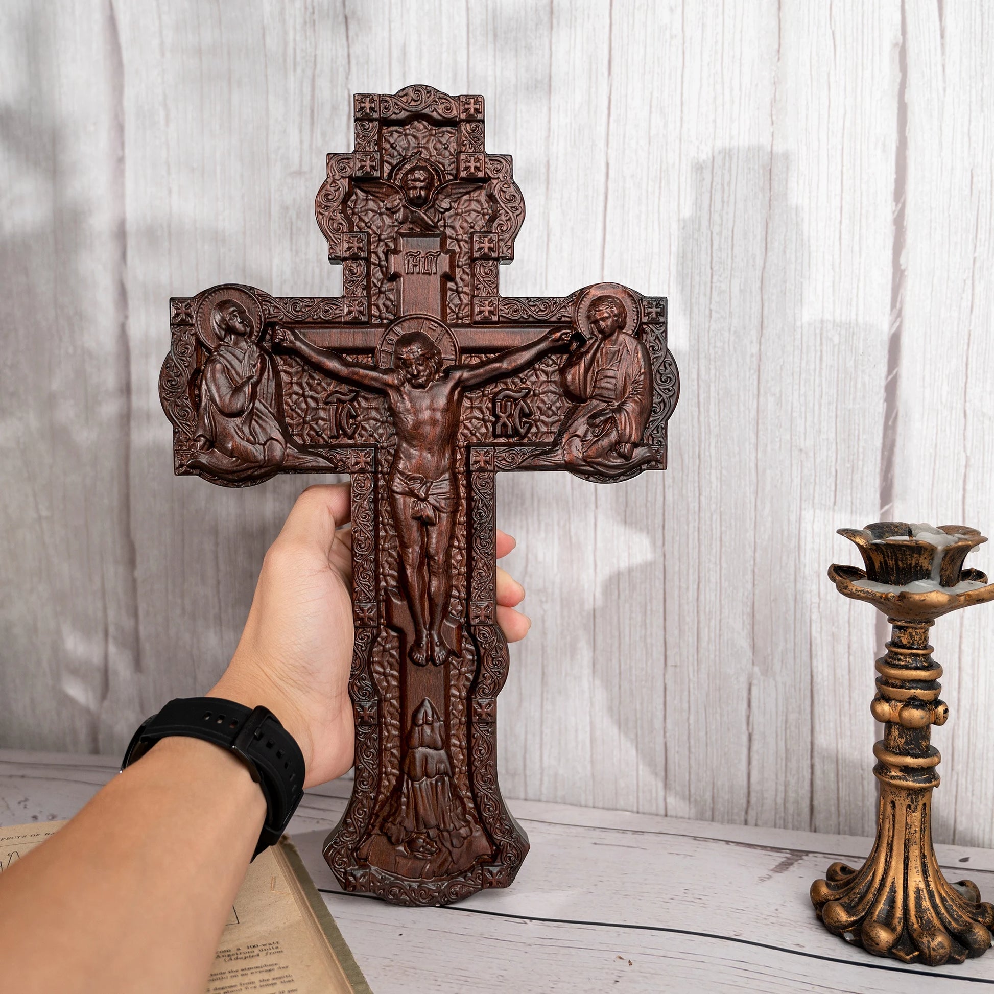 Russian Orthodox Cross Jesus Wall Wooden Cross Wood Carved Christ ...
